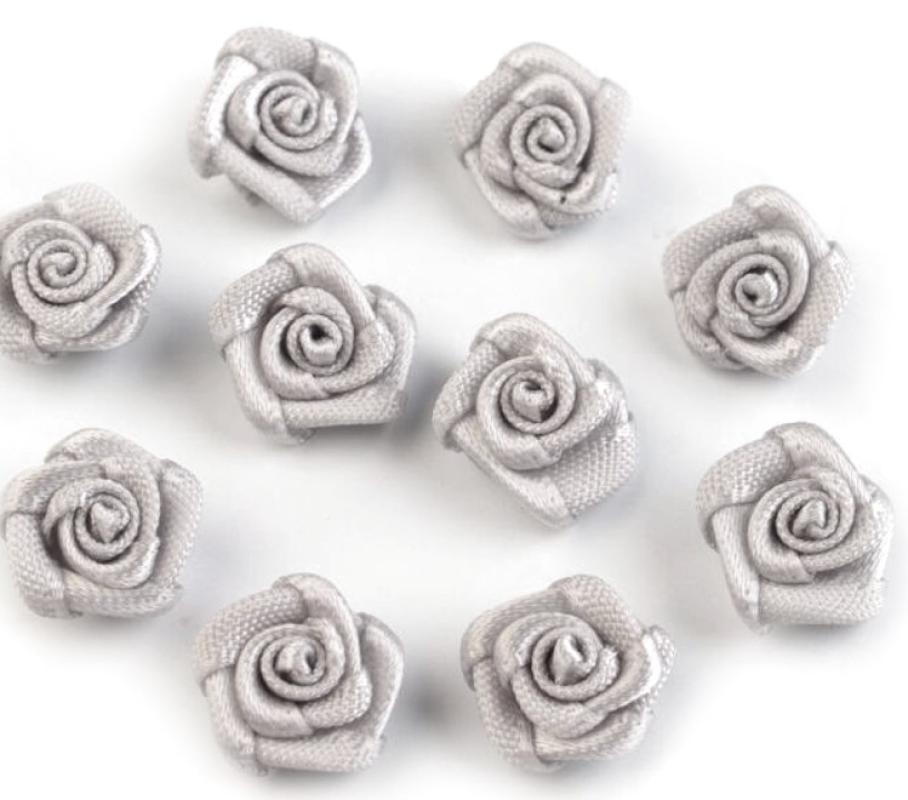 Stoffklauberei - Rose Ø 10 mm grau 5 Stück